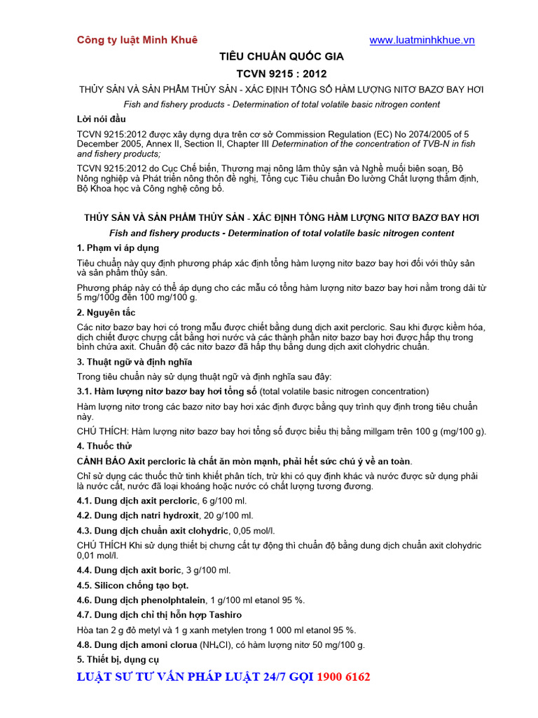 TCVN 9215-2012 TVBN thủy sản | PDF