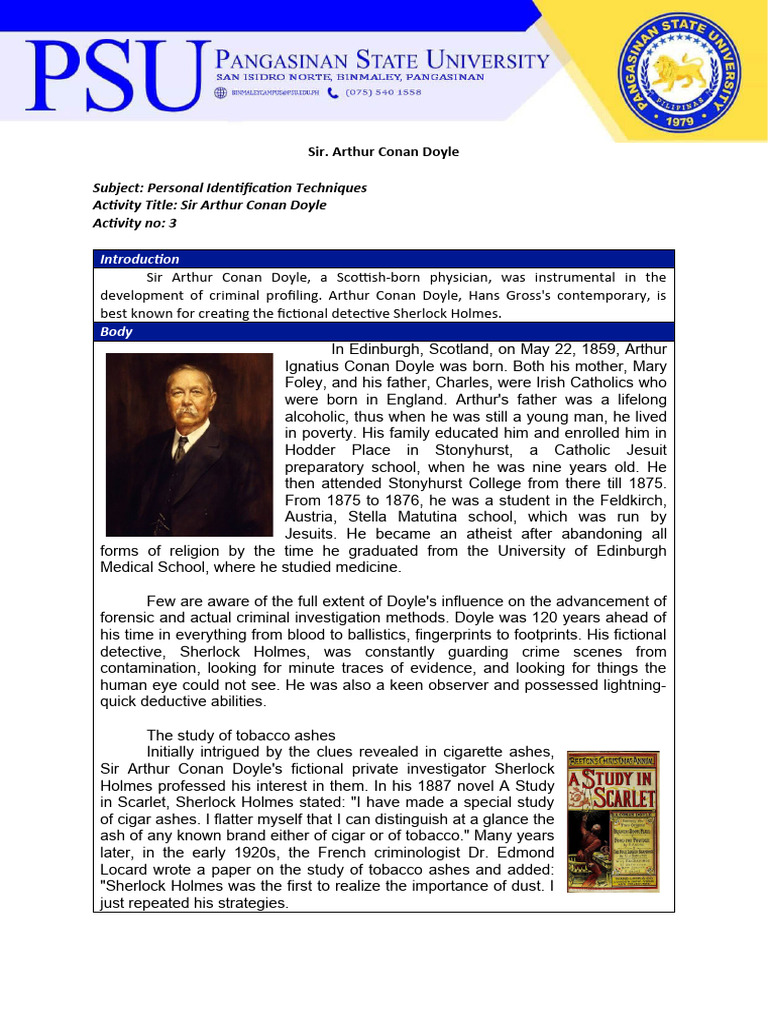 Personal Identification Peralta 2 | PDF | Arthur Conan Doyle | Sherlock ...