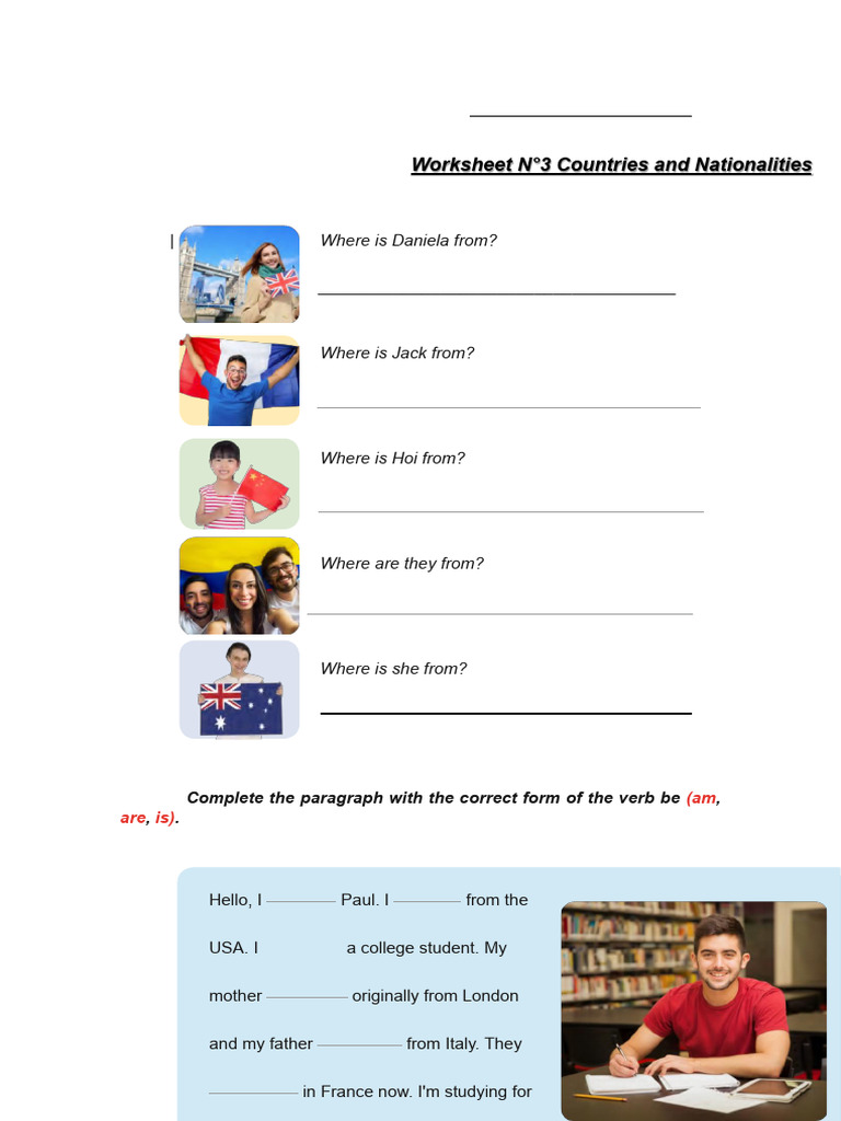 Countries and Nationalities Worksheet | PDF | Wellness