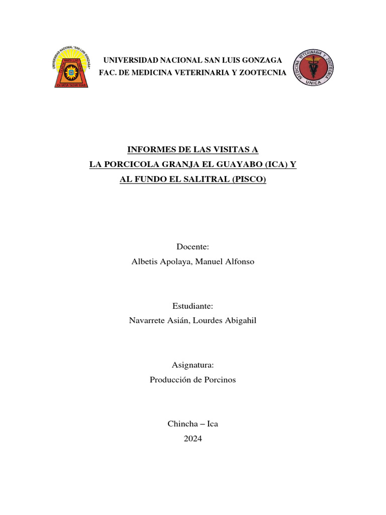 Informes de Visitas a Granjas Porcinas en Ica | PDF | Semen | Cerdo