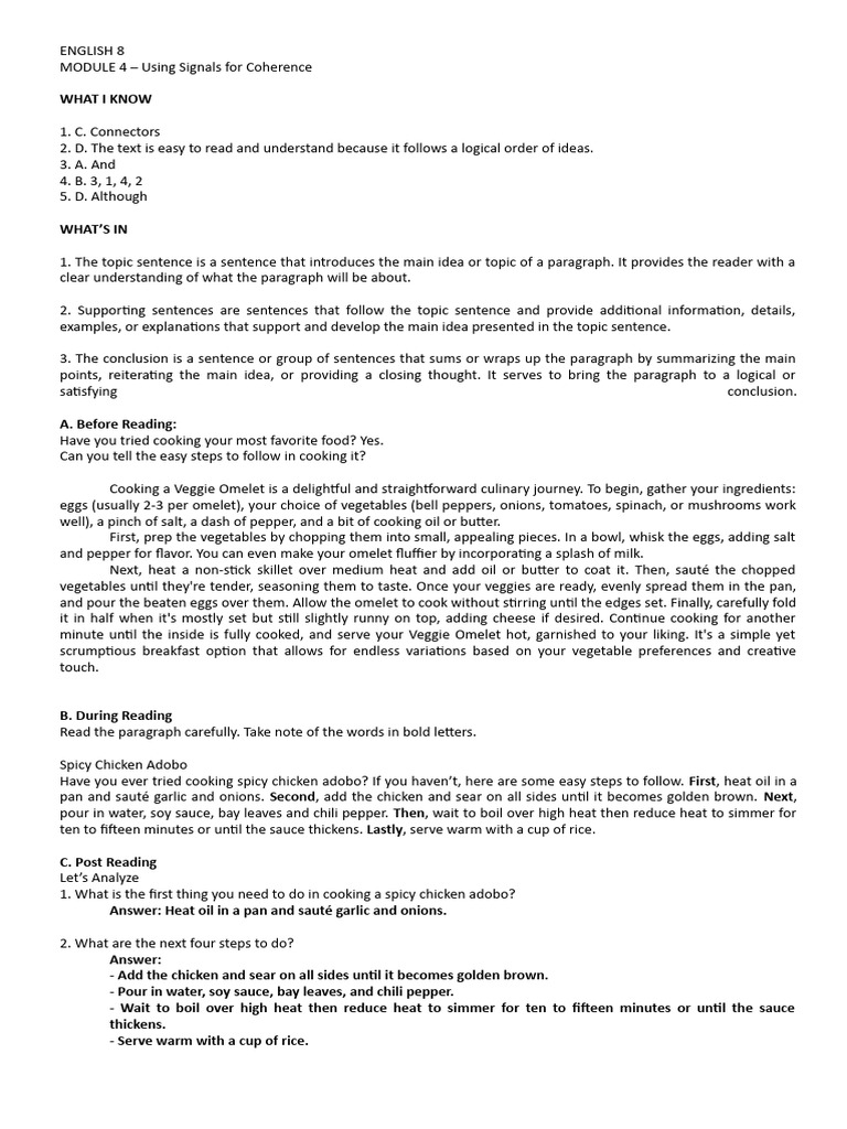 ENGLISH MODULE 4 answers | PDF