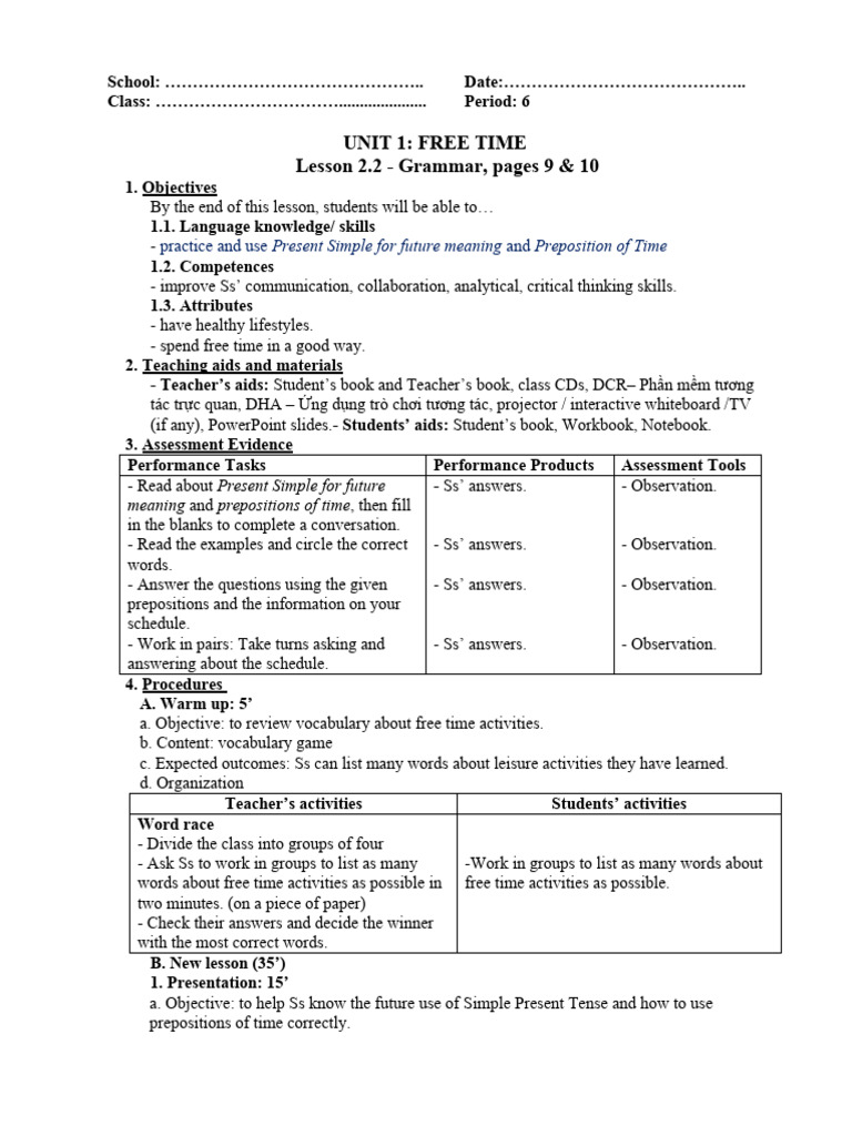Unit 1 - Lesson 2.2 - Grammar - Pages 9 - 10 | PDF | Language Arts ...