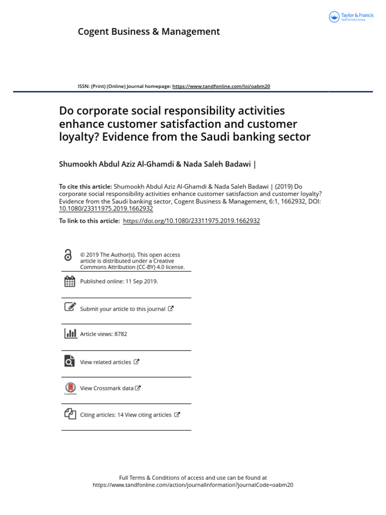 Do Corporate Social Responsibility Activities Enhance Customer Satisfaction and Customer Loyalty ...