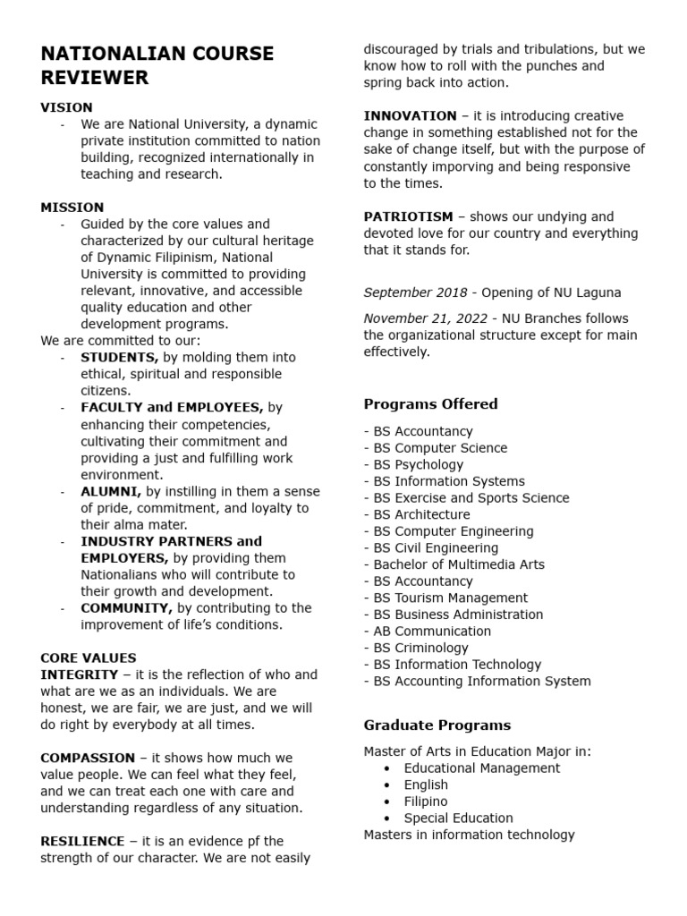 Nationalian Course Reviewer | PDF