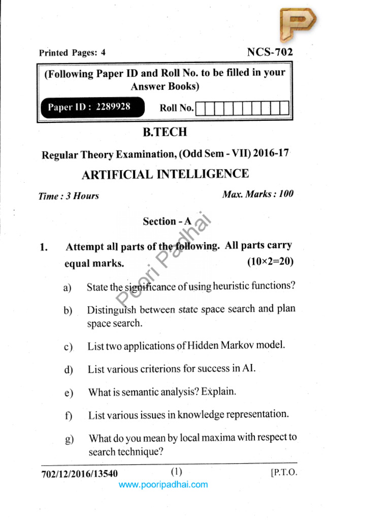 Artificial Initelligence-Ncs-702 | PDF
