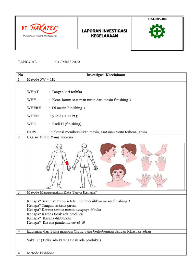 Cedera Tangan di Mesin Finishing | PDF