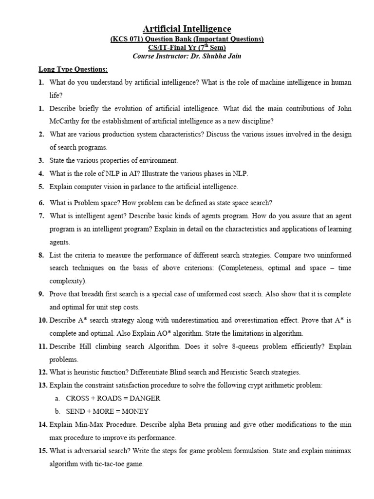 KCS 071 Question Bank 2022 | PDF