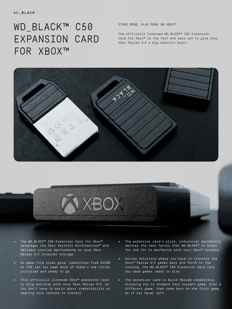 Data Sheet WD Black c50 Expansion Card For Xbox | PDF | Xbox | Computer ...