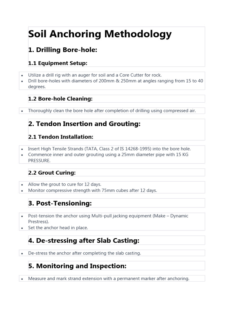 Soil Anchorage Methodology | PDF