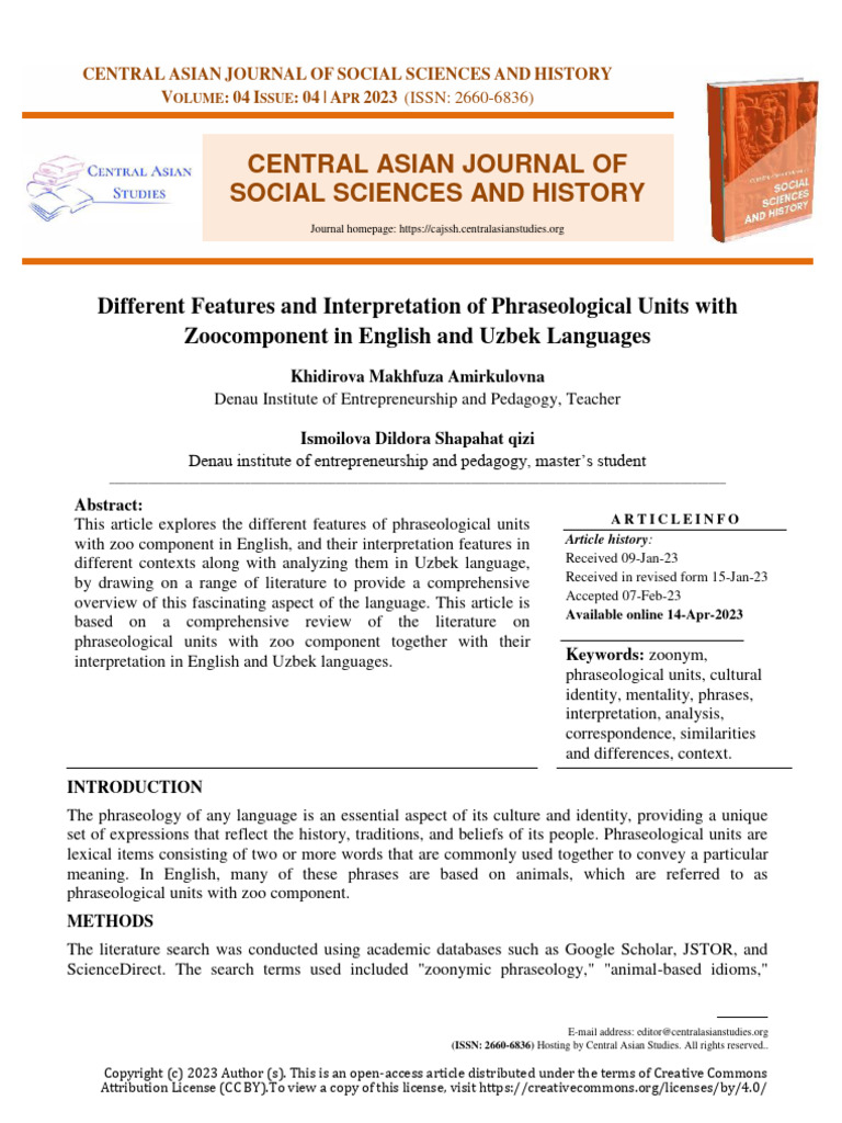 Different Features and Interpretation of Phraseological Units With ...