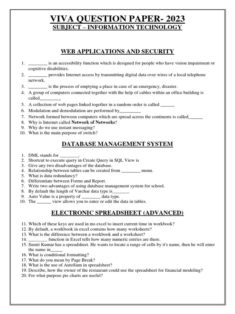 IT Question Paper | PDF