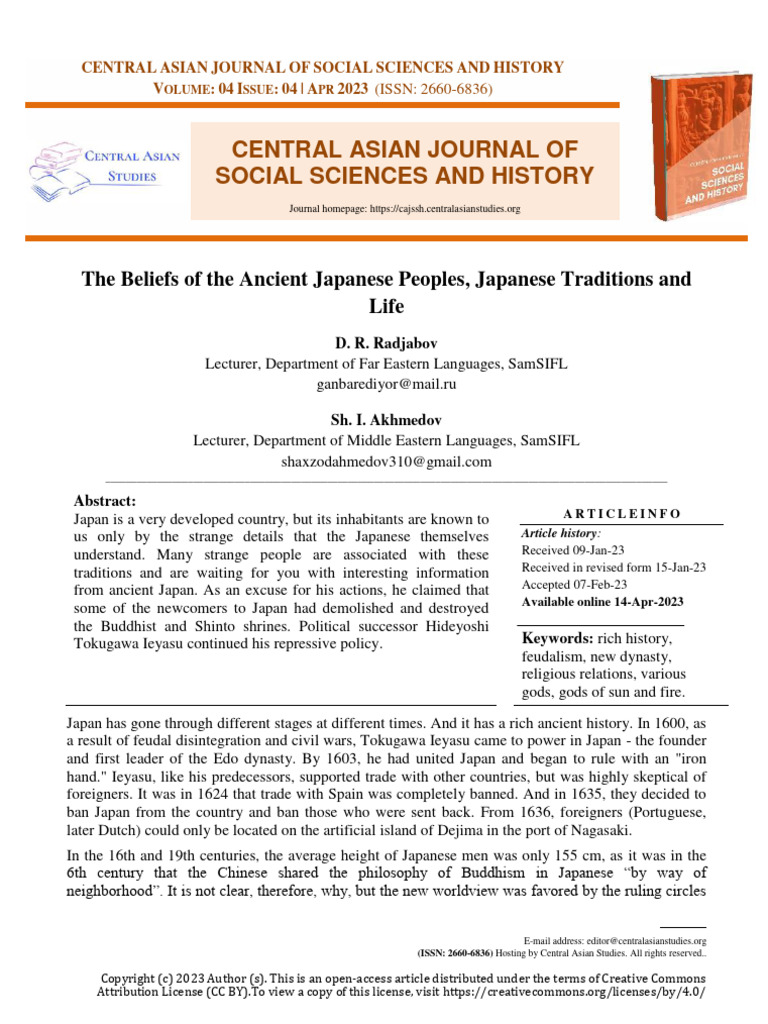 The Beliefs of the Ancient Japanese Peoples, Japanese Traditions and ...