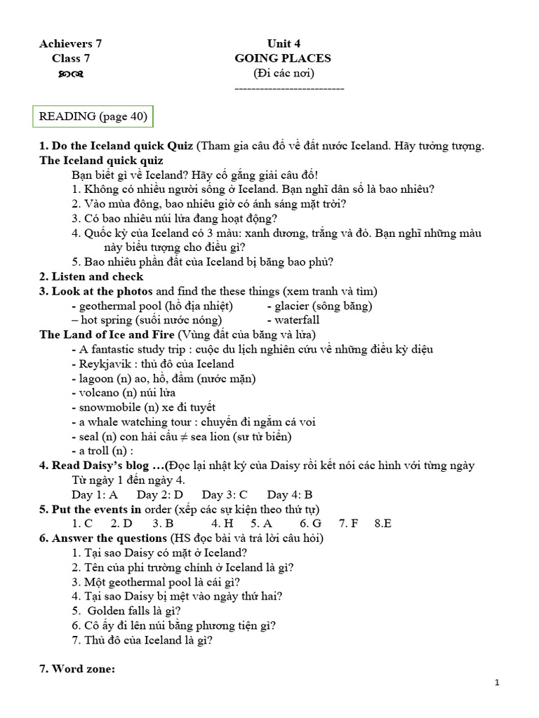 Achievers 7.U4 | PDF