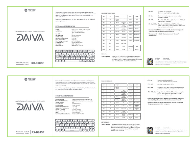 Rexus DaivaD68SF - Manual Book-R1 (30-5-22) | PDF