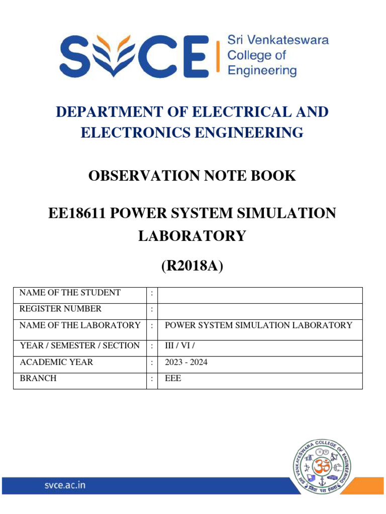 EE18611 PSS Lab Observation Book | PDF | Computers