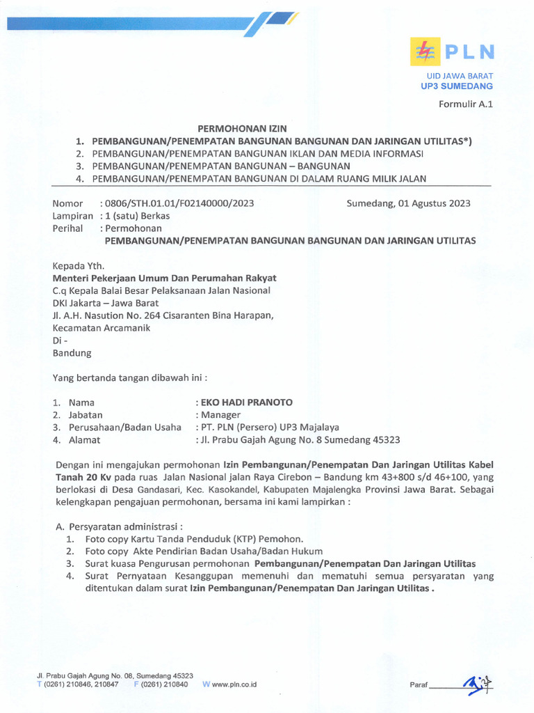 Form A.1 Surat Permohonan | PDF