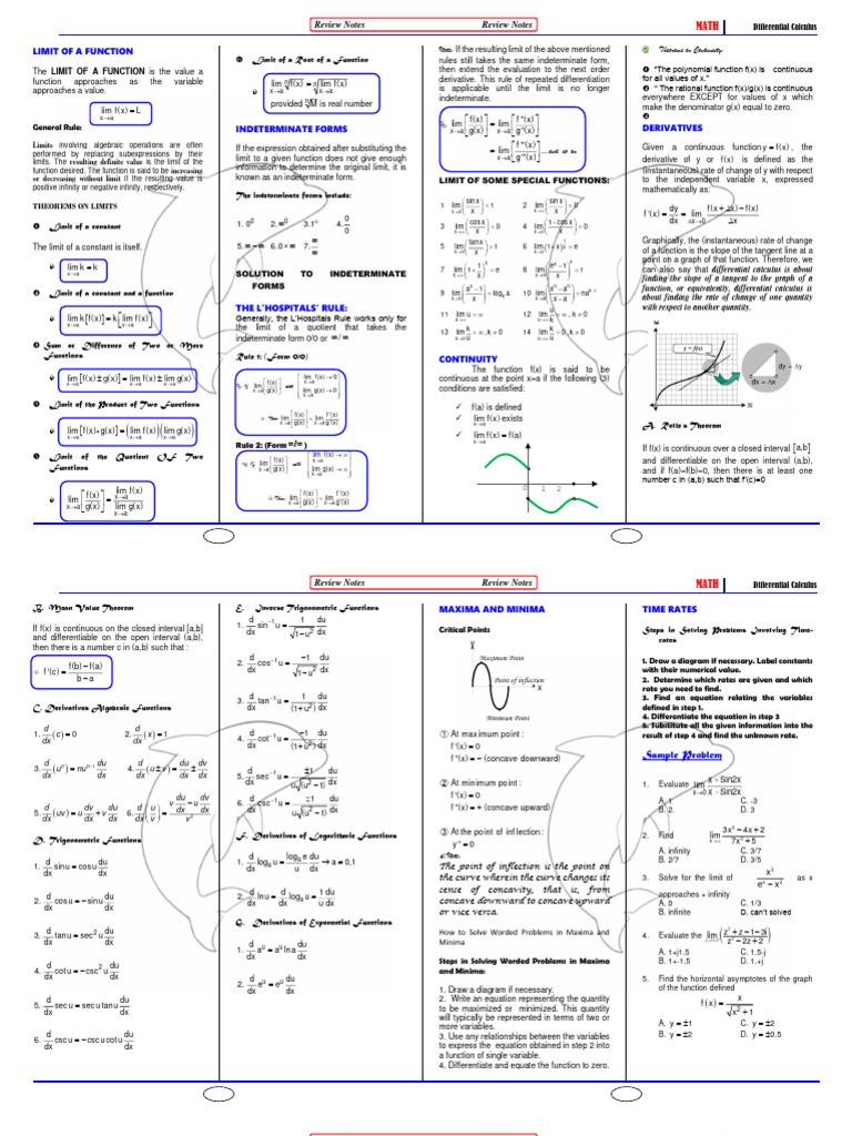 10difcal | PDF | Derivative | Function (Mathematics)