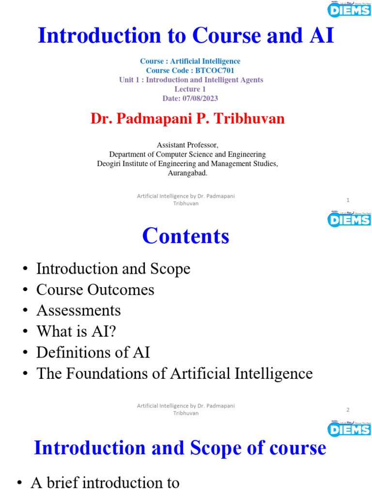 1AI Lecture 1 | PDF