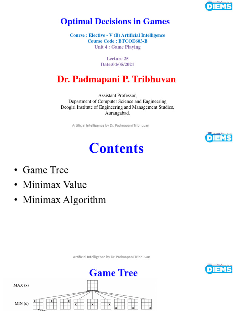 Game Playing & Minimax Algorithm | PDF