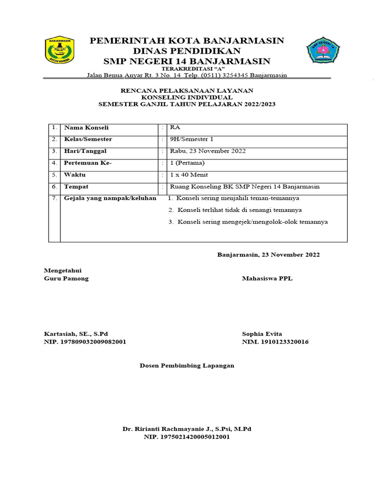 RPL Konseling Individual | PDF