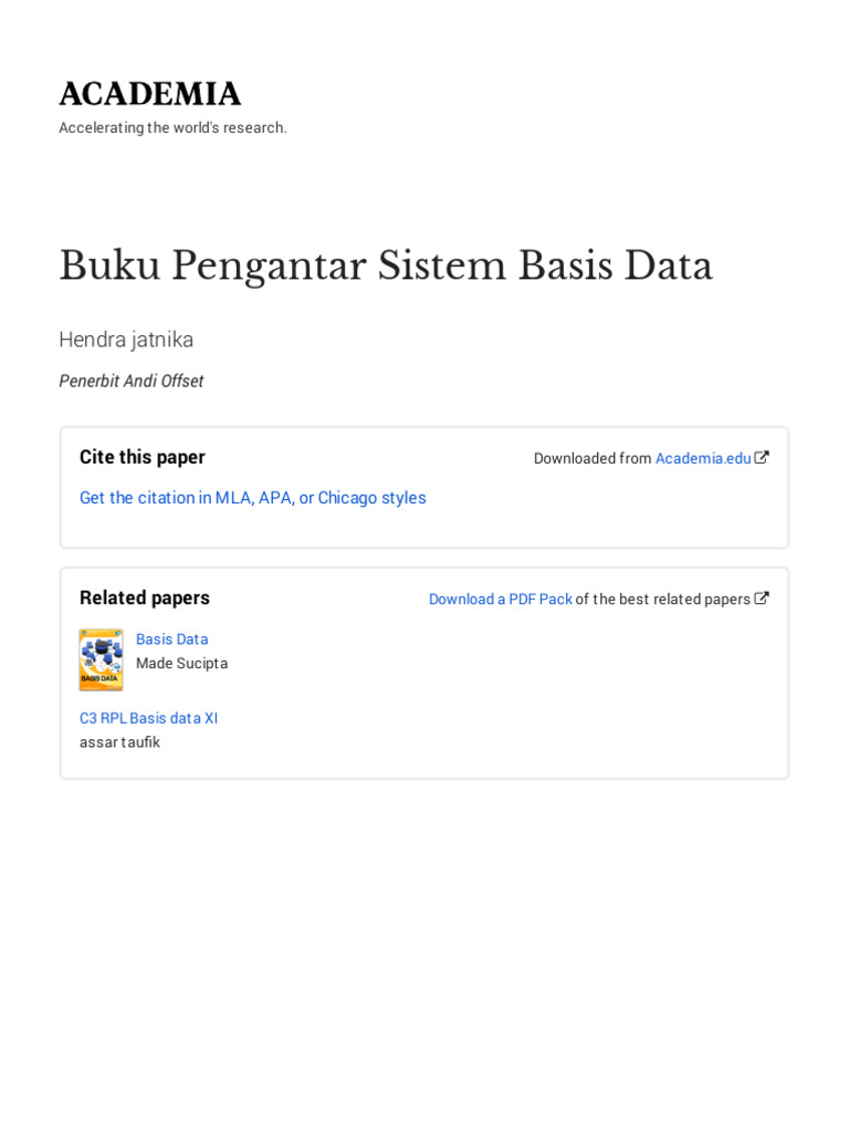 Buku Pengantar Sistem Basis Data | PDF