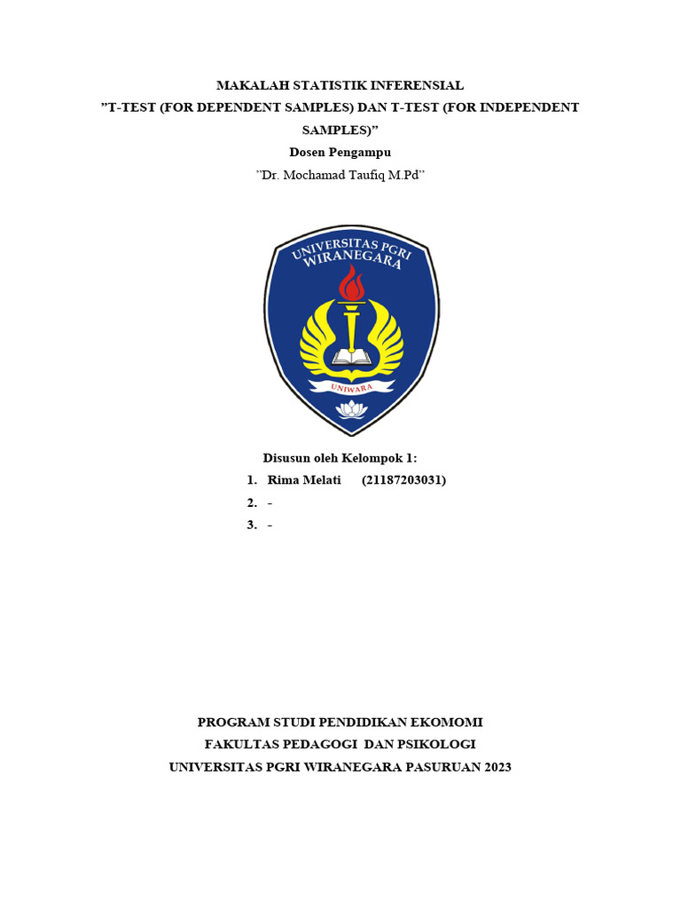 Makalah Kel 1 Statistik Inferensial-1 | PDF Makalah Kel 1 Statistik Inferensial-1 | PDF