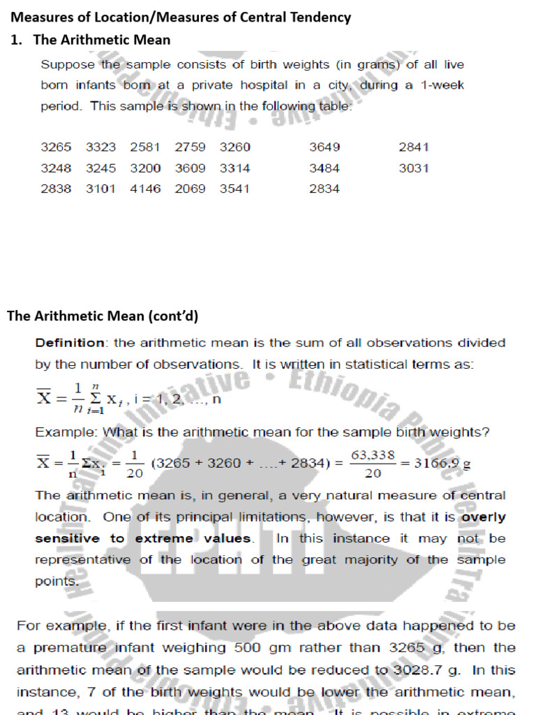 Lecture 2 1 Measures Of Location Pdf Mode Statistics Skewness
