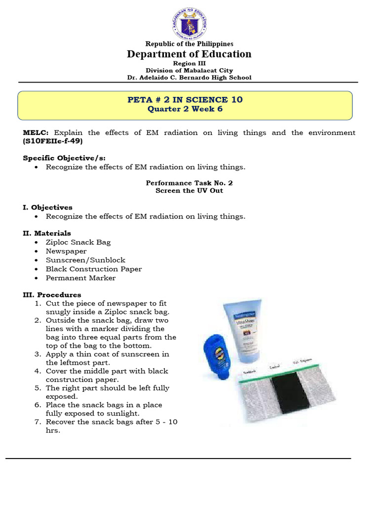 PETA 2 Science 10 Q2 Week 6 1 | PDF