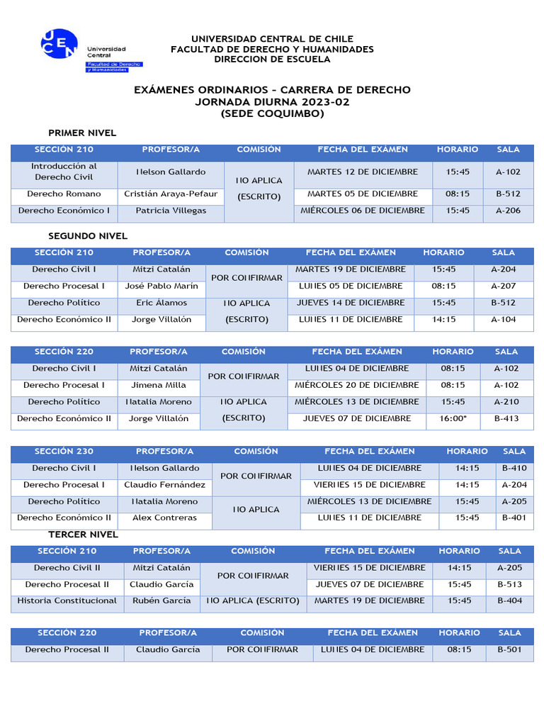 Calendario de Exámenes Ordinarios 02-2023 | PDF | Gobierno | Justicia Calendario de Exámenes Ordinarios 02-2023 | PDF | Gobierno | Justicia