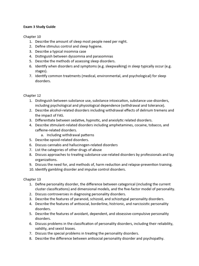 Exam 3 PSYC 389 F23 Study Guide | PDF