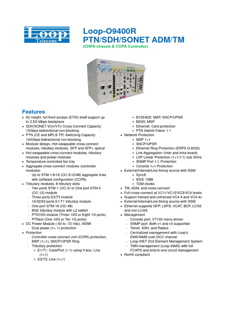 Loop_SDH-v14-B_Brochure | PDF | Computer Standards | Telecommunications