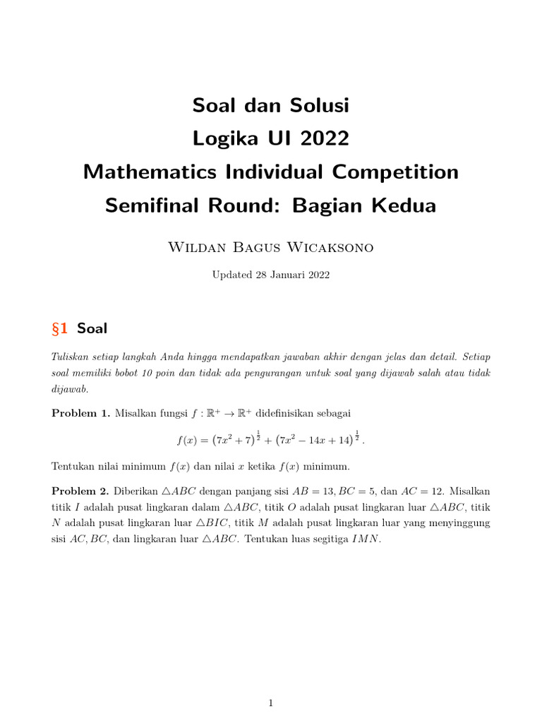 MIC 2022 - Semifinal Round Logika UI | PDF