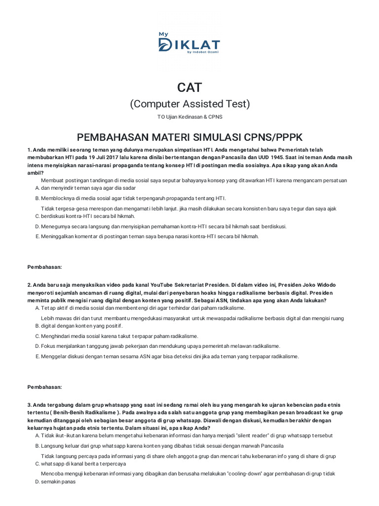 Pembahasan Simulasi Ujian | PDF | Ilmu Sosial | Pengembangan Diri