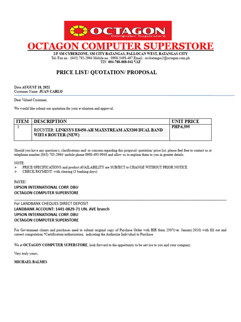 Octagon Computer Superstore SM | PDF | Finance & Money Management