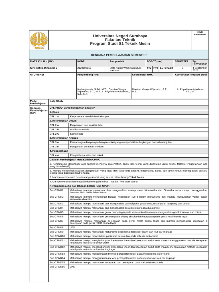 RPS Kinematika Dinamika 2 | PDF
