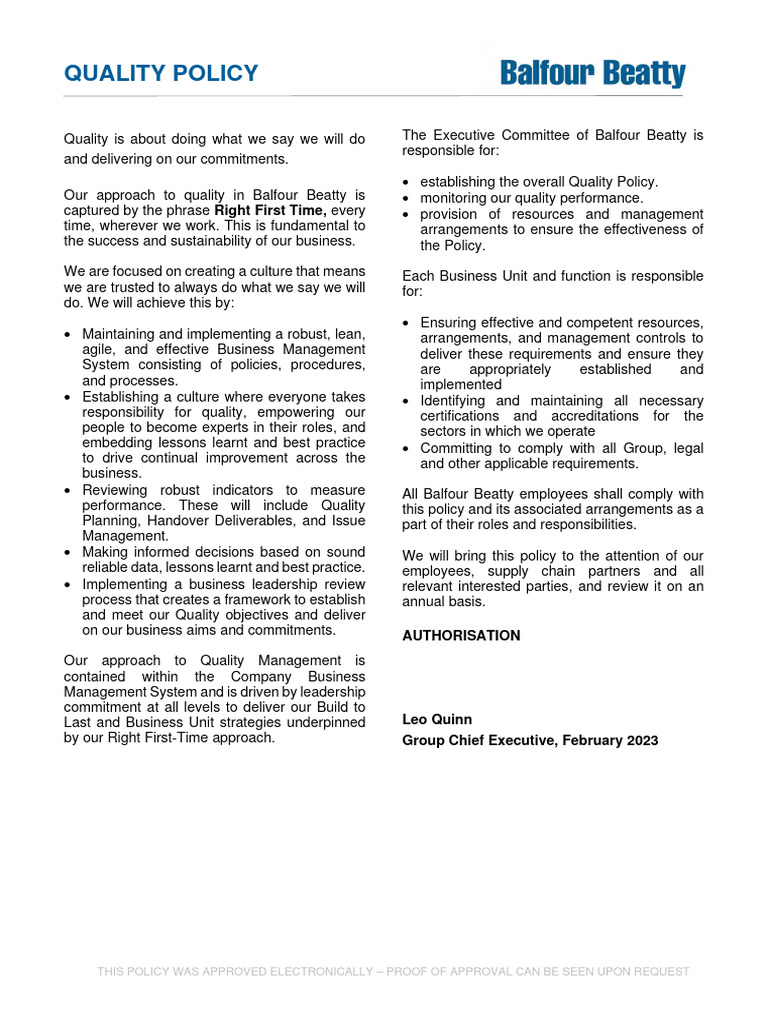 Qua PL 0000 Quality Policy | PDF | Policy | Leadership