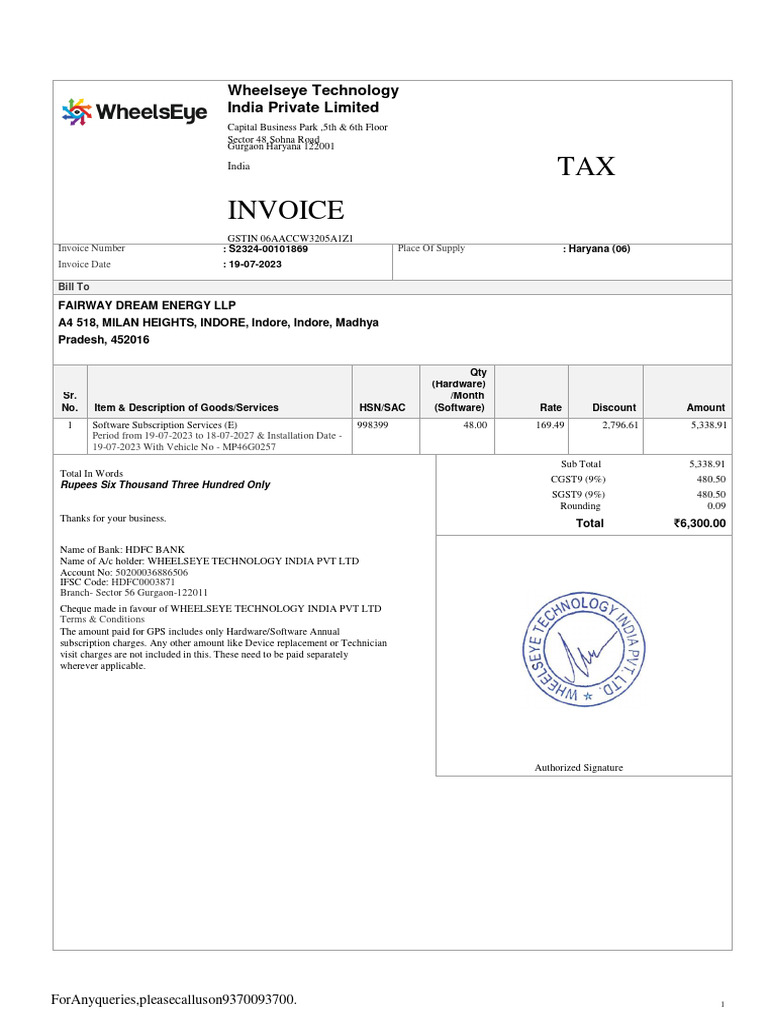 Fareway Dream Energy LLP | PDF | Invoice | Cheque