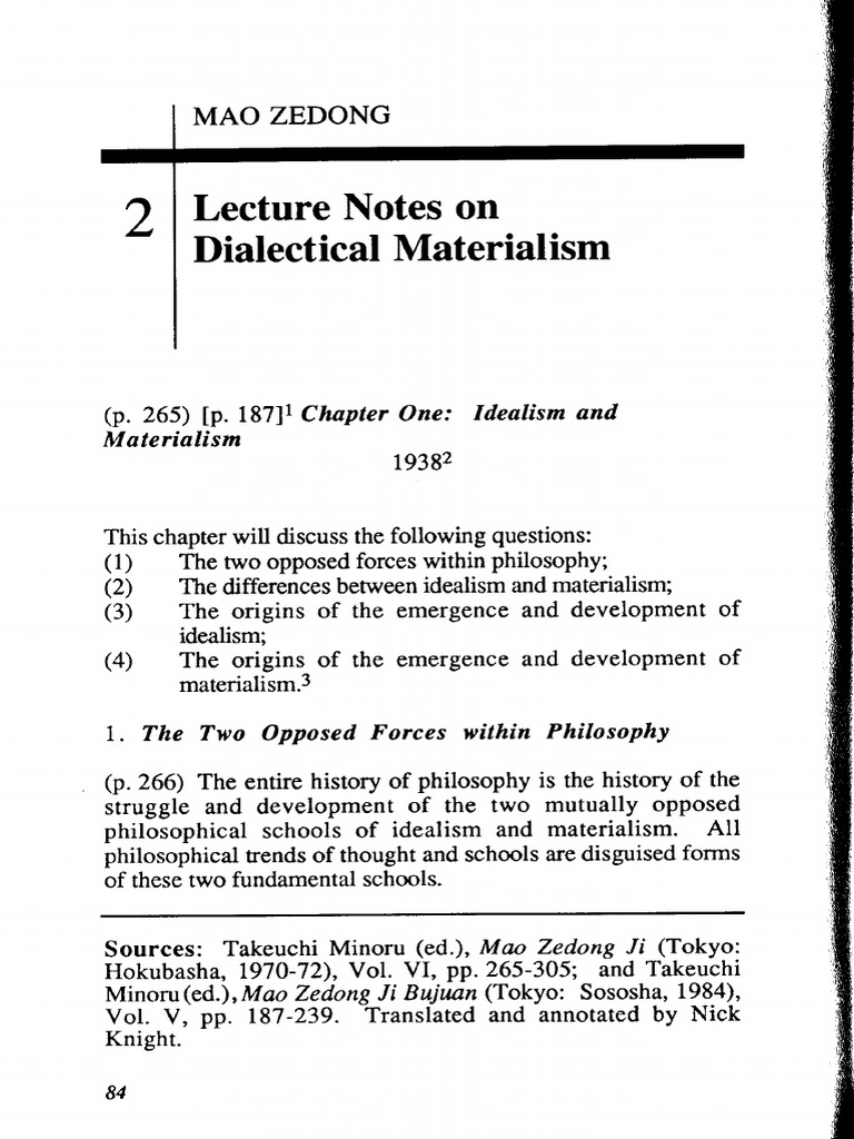 Mao Zedong - Lecture Notes On Dialectical Materialism | PDF | Dialectic ...