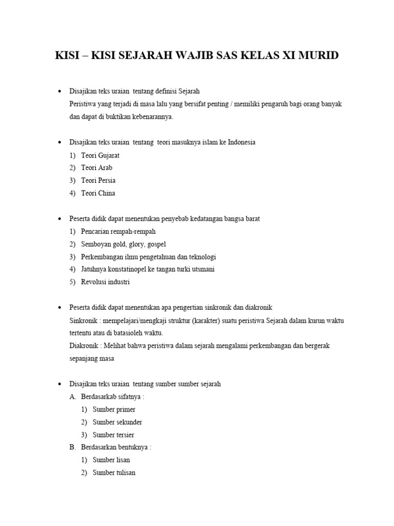 Rangkuman Kisi Kisi Sejarah Kelas Xi Sem 1 | PDF | Ilmu Sosial Rangkuman Kisi Kisi Sejarah Kelas Xi Sem 1 | PDF | Ilmu Sosial