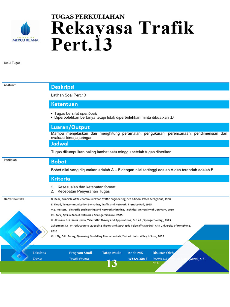 Tugas Rekayasa Trafik Pert.13 | PDF