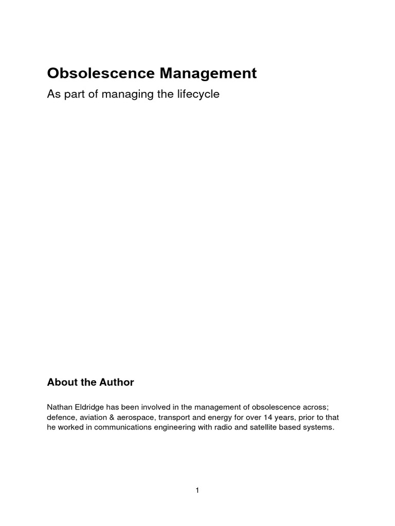 Obsolescence Design Repair - Industry Summary IIOM | PDF | Technology ...