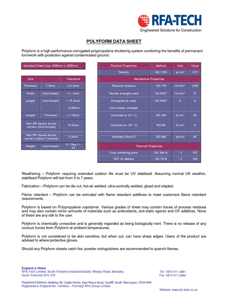Polyform Data Sheet | PDF