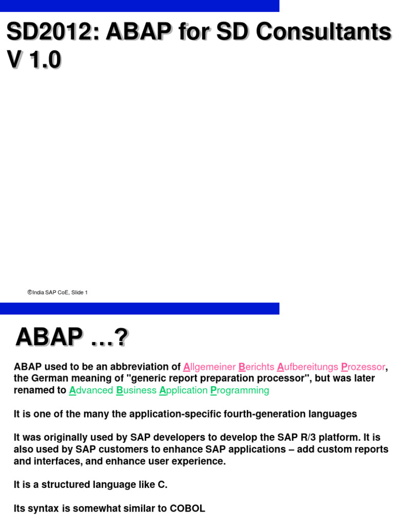 ABAP For SD Consultants | Download Free PDF | Databases | Computer Program