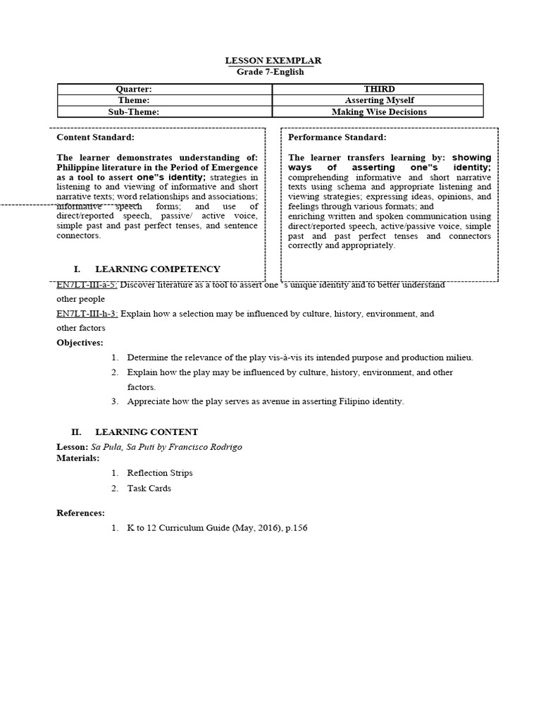 Lesson Exemplar | PDF | Cognition | Cognitive Science
