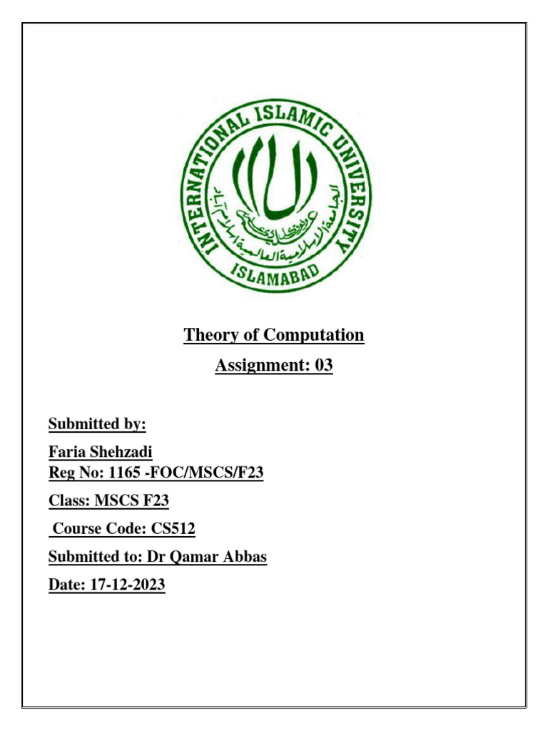 Assignment Toc 3 Pdf Theory Of Computation Computational Complexity Theory