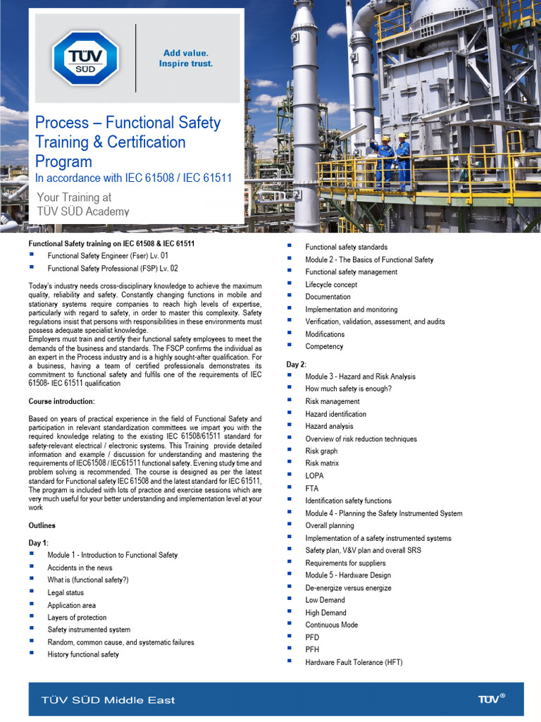 Product Sheet - Process - Functional Safety Training & Certification ...