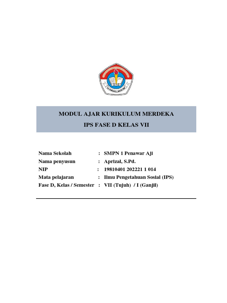 Modul Ajar Ilmu Pengetahuan Sosial (IPS) - Modul Ajar IPS Kelas 7 Fase D - Fase D | PDF