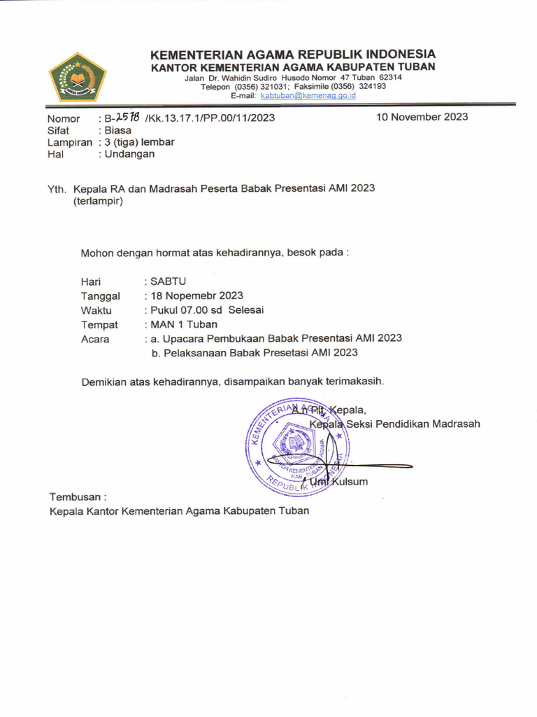 Undangan Presentasi AMI 2023 | PDF