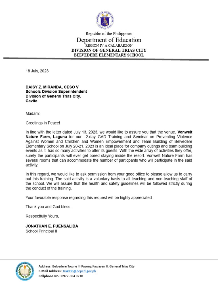 Justification Letter Adddress SDS | PDF