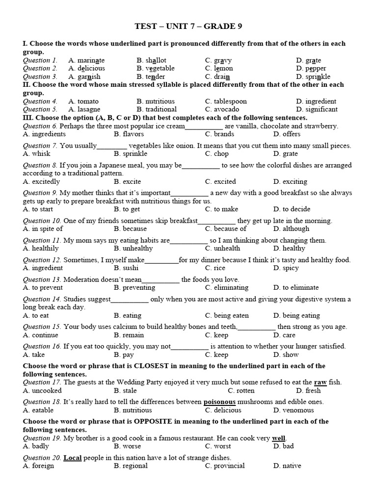 Unit 7-l9 | PDF | Obesity | Cooking